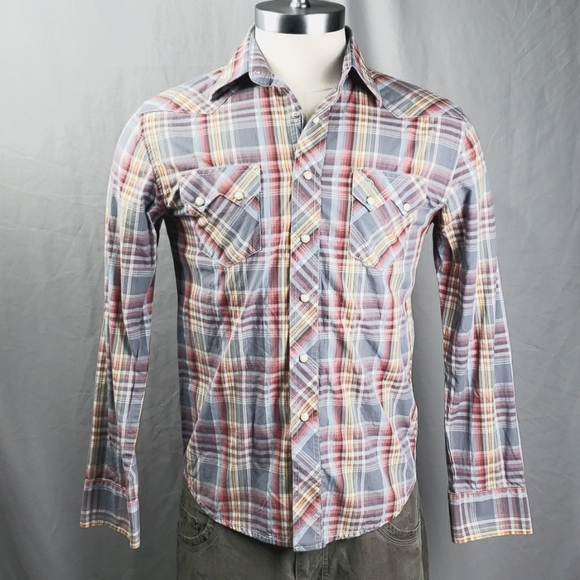 Wrangler | Shirts | Wrangler Mens Medium Snap Button Down Multi Colored ...